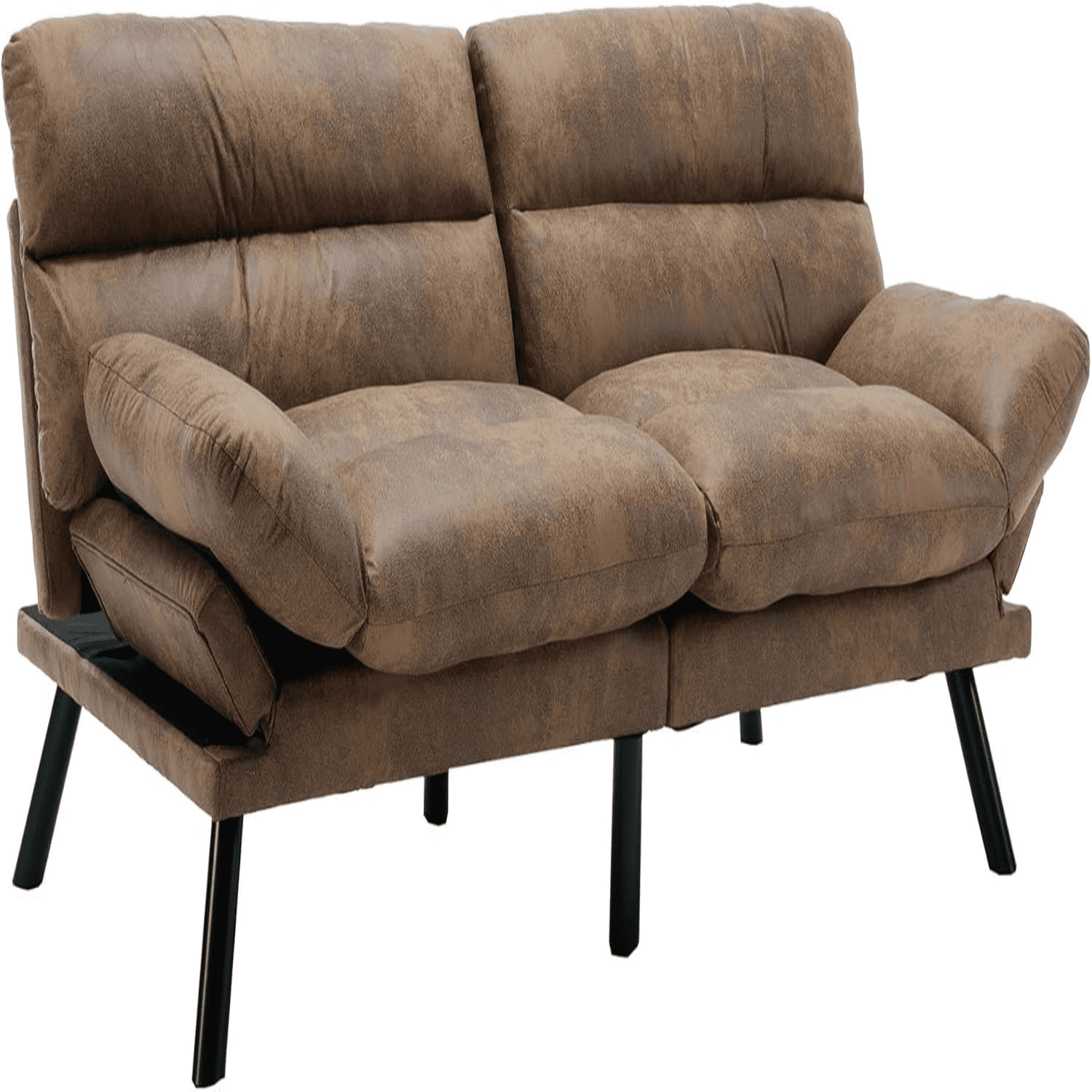 3-in-1 Convertible 2-Seats Sofa Bed Upholstered Sofa with Metal Feet ...