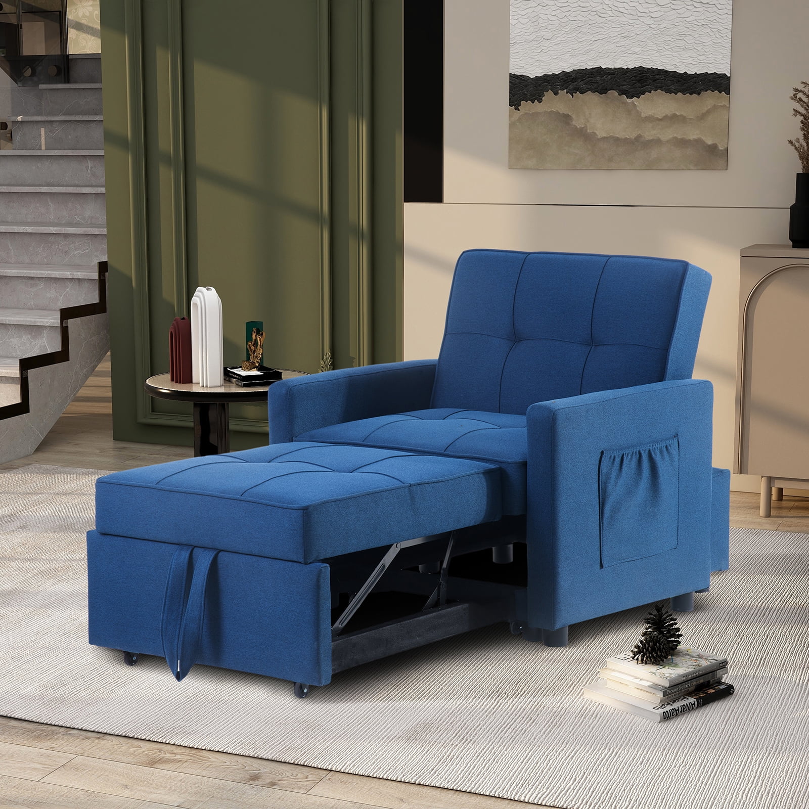 3-in-1 Convertible Futon Multi-Functional Sofa Bed Adjustable Reading ...