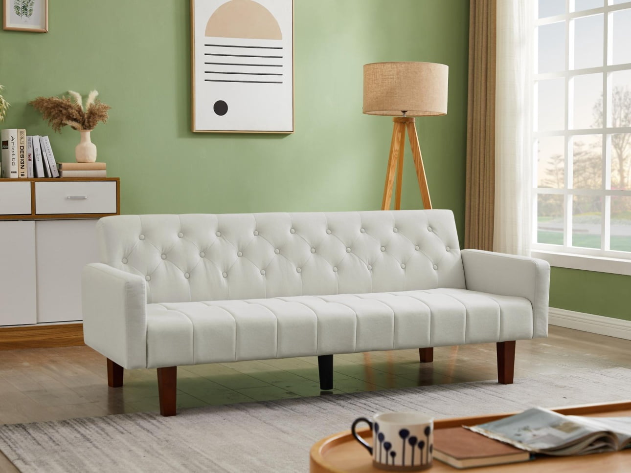 3-in-1 Convertible Sleeper Sofa with 3 Adjustable Position Backrest ...