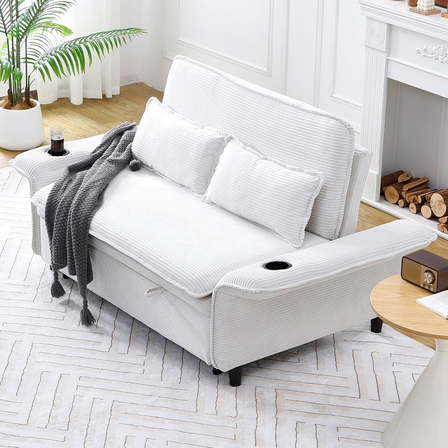 3-in-1 Convertible Sleeper Sofa Bed,65.74" Futon Loveseat Couch with ...