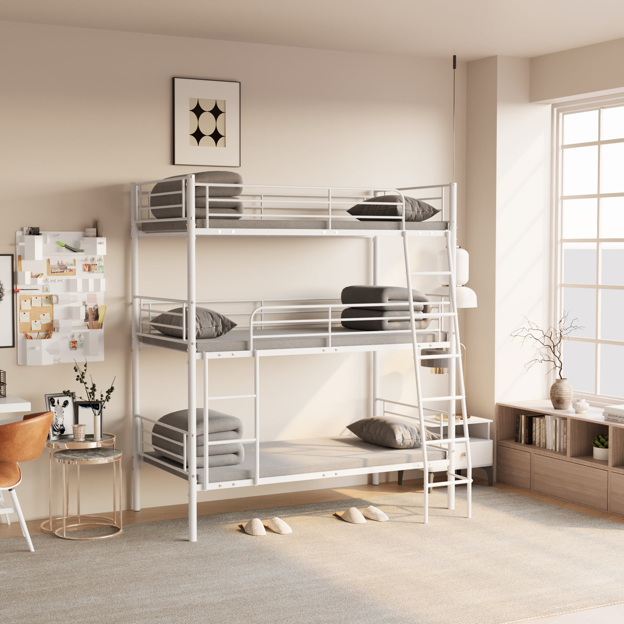 3-in-1 Convertible Triple Bunk Bed – Heavy-Duty 350LB Capacity, Space ...