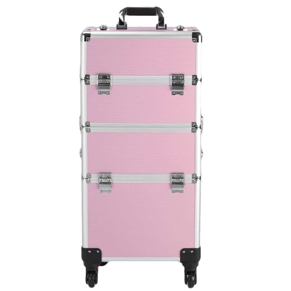 3 in 1 Cosmetic Box Rolling Makeup Case Aluminum Alloy Wheels Makeup ...