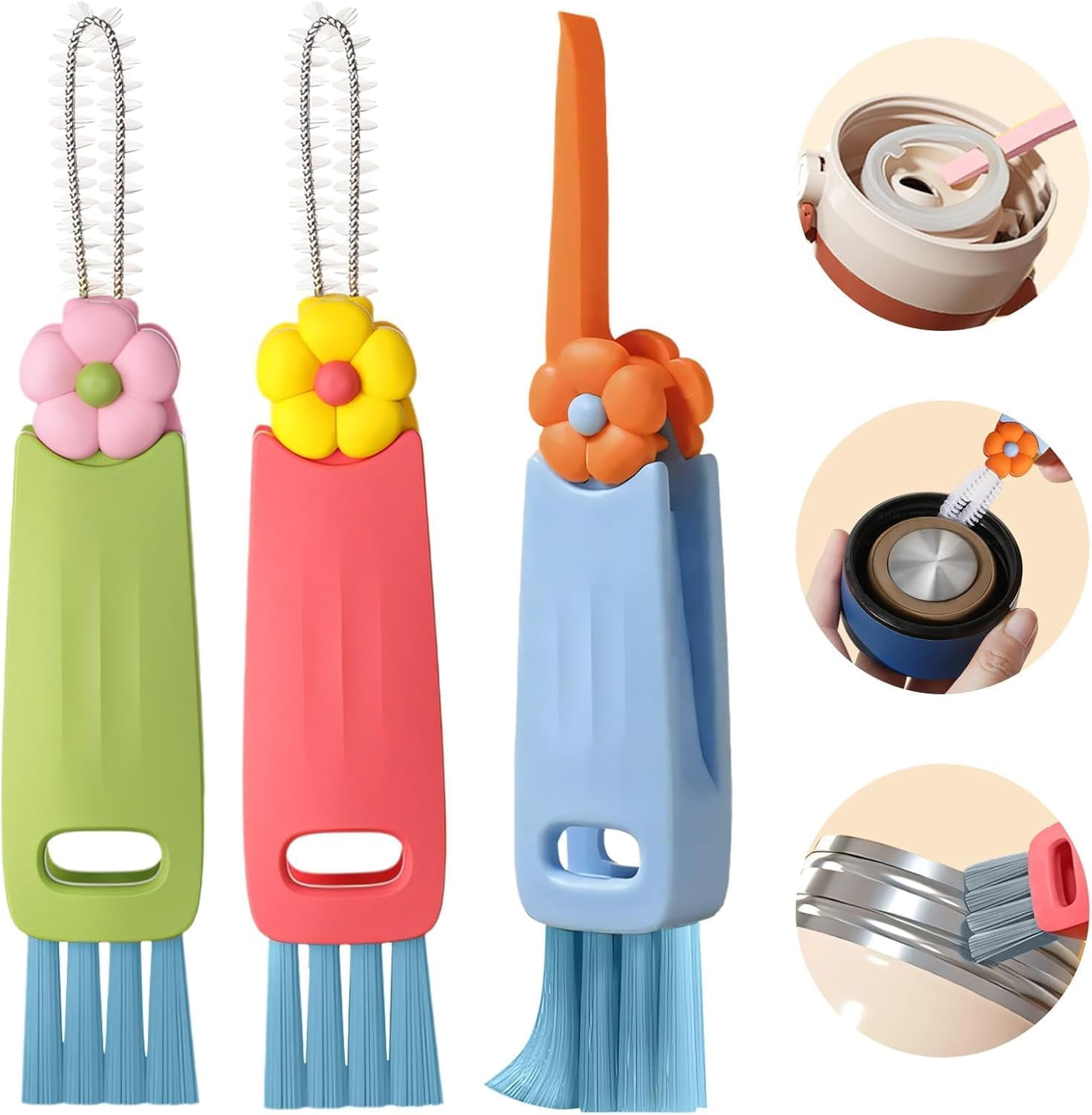 3-in-1 Cup Lid Cleaning Brush–Multi-Functional Bottle & Straw Cleaner ...
