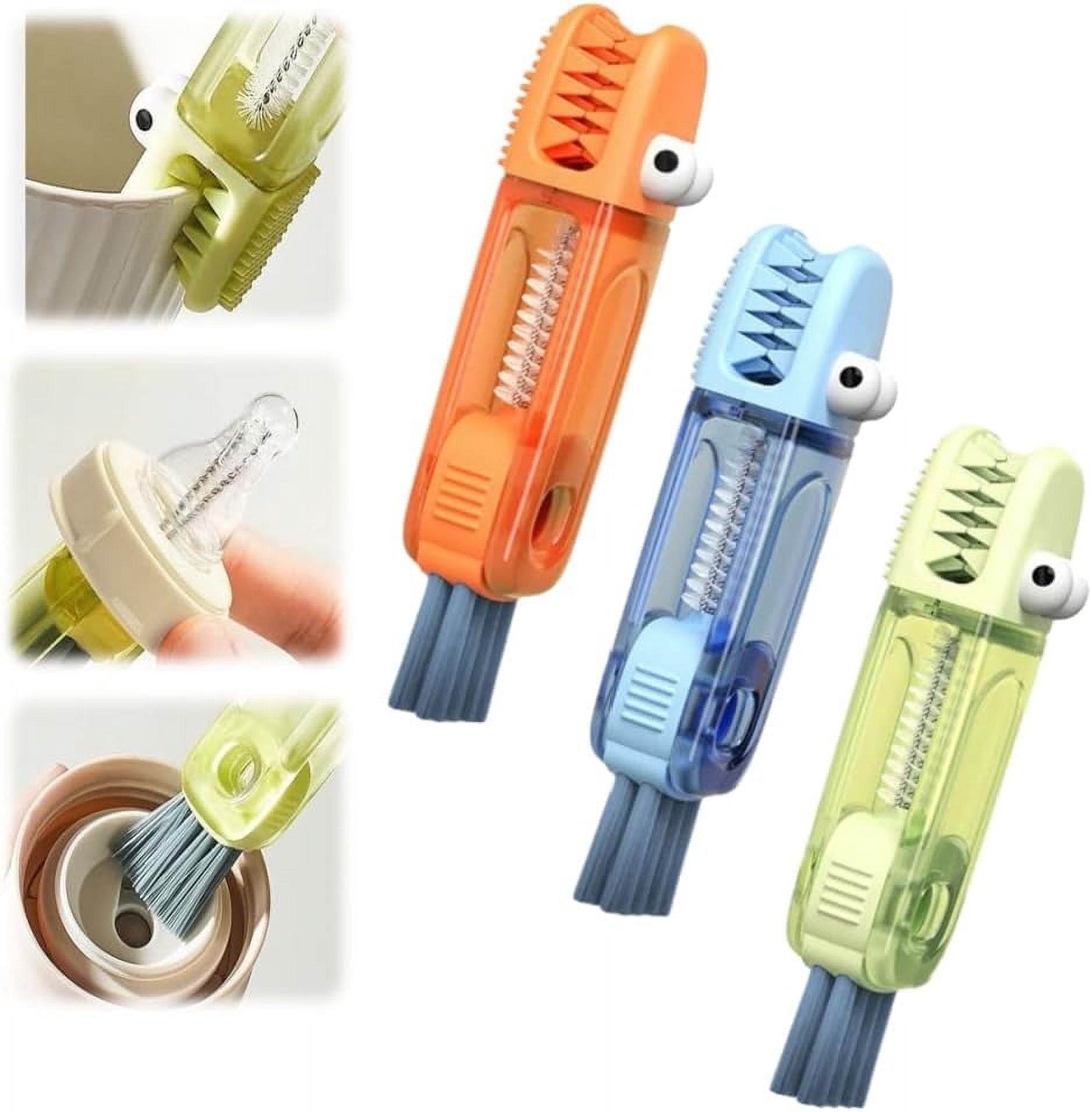 3-in-1 Cup Lid Cleaning Brush Set - Silicone Bottle & Food Container ...