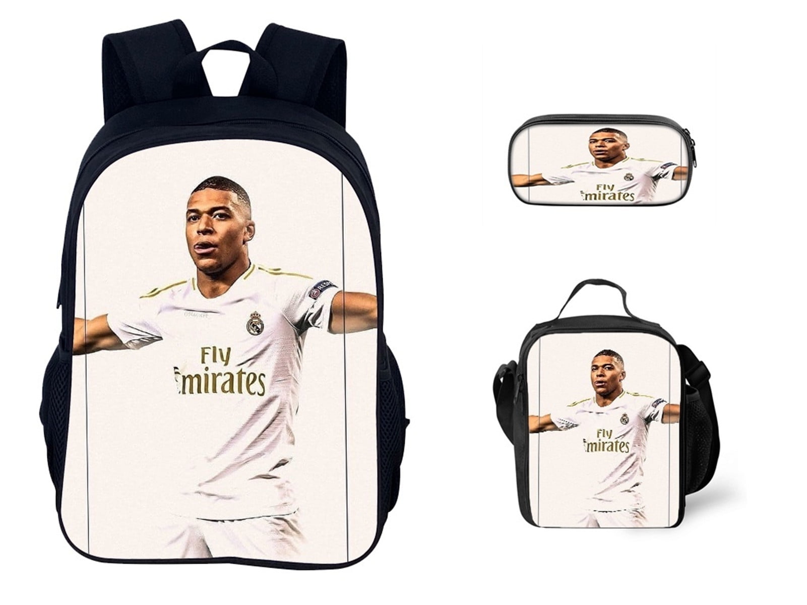 3 in 1 Daily Backpack Set Football Star Kylian Mbappé School Bag and ...