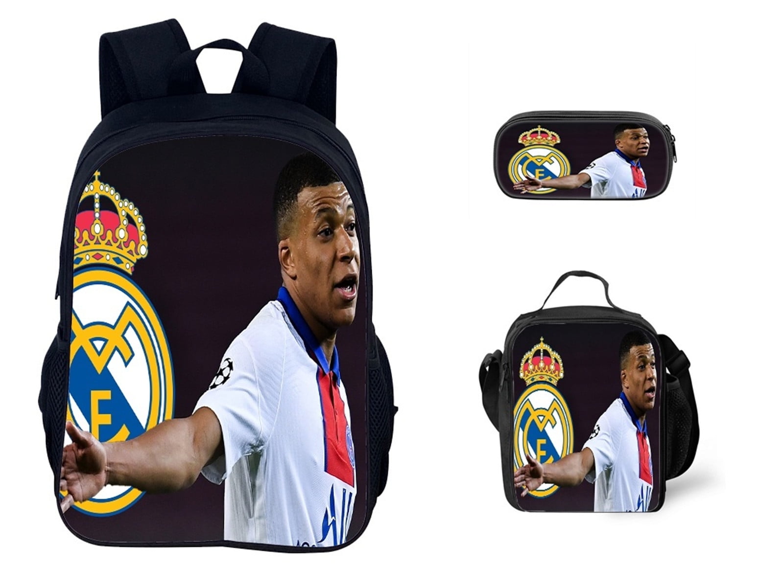 3 in 1 Daily Backpack Set Football Star Kylian Mbappé School Bag and ...