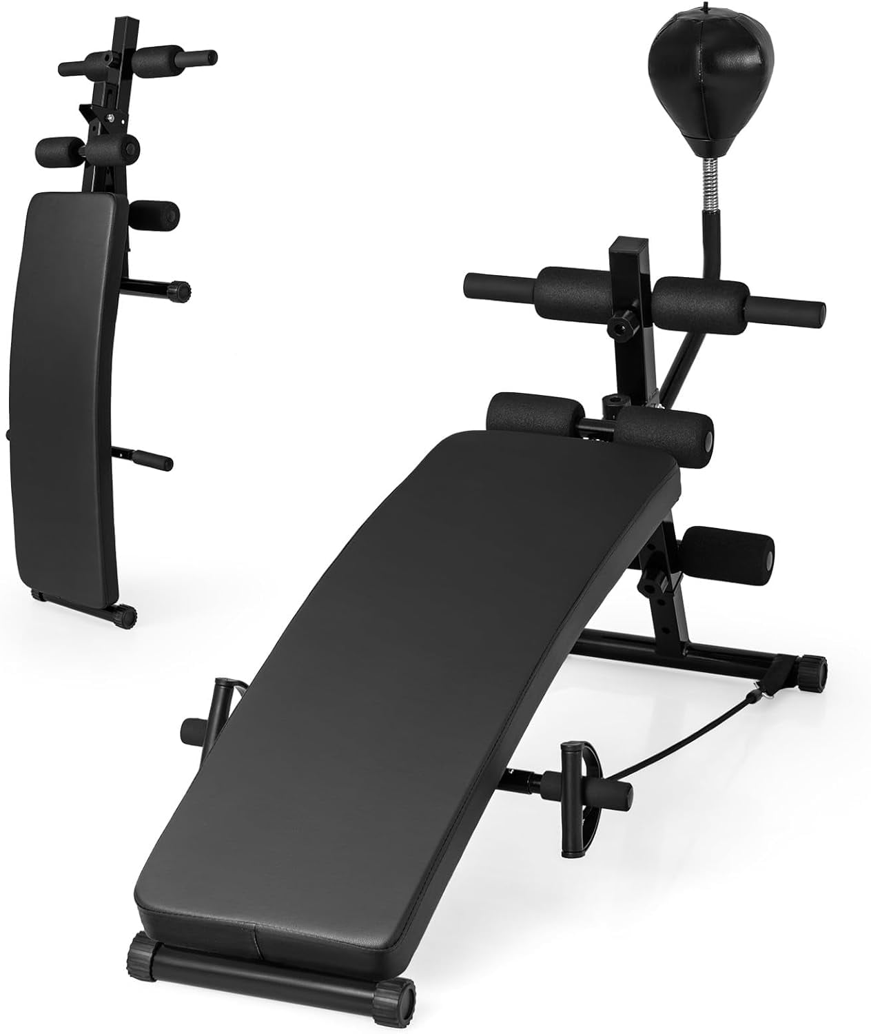 3 in 1 Decline Ab Bench with Speed Ball & Resistance Bands, 5-Level ...