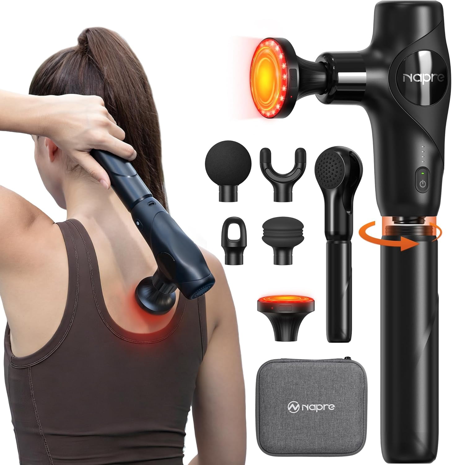 3-in-1 Detachable Massage Gun with Heat, Mini Deep Tissue Percussion ...