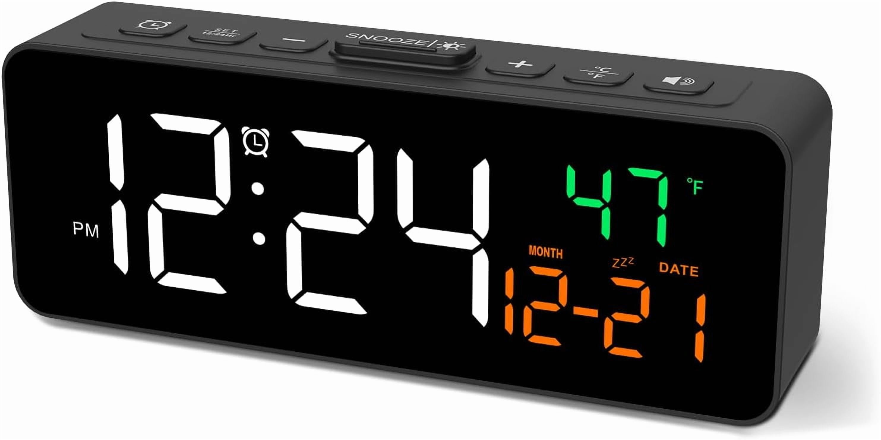 3-in-1 Digital Clocks for Living Room with Temperature, Date & Time ...