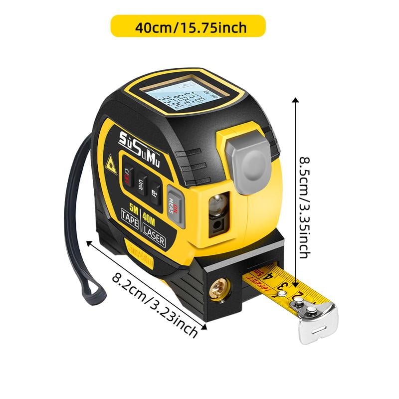 3-in-1 Digital Laser Tape Measure, 40m/60m Laser Distance Meter with LCD Display & Self Locking ...