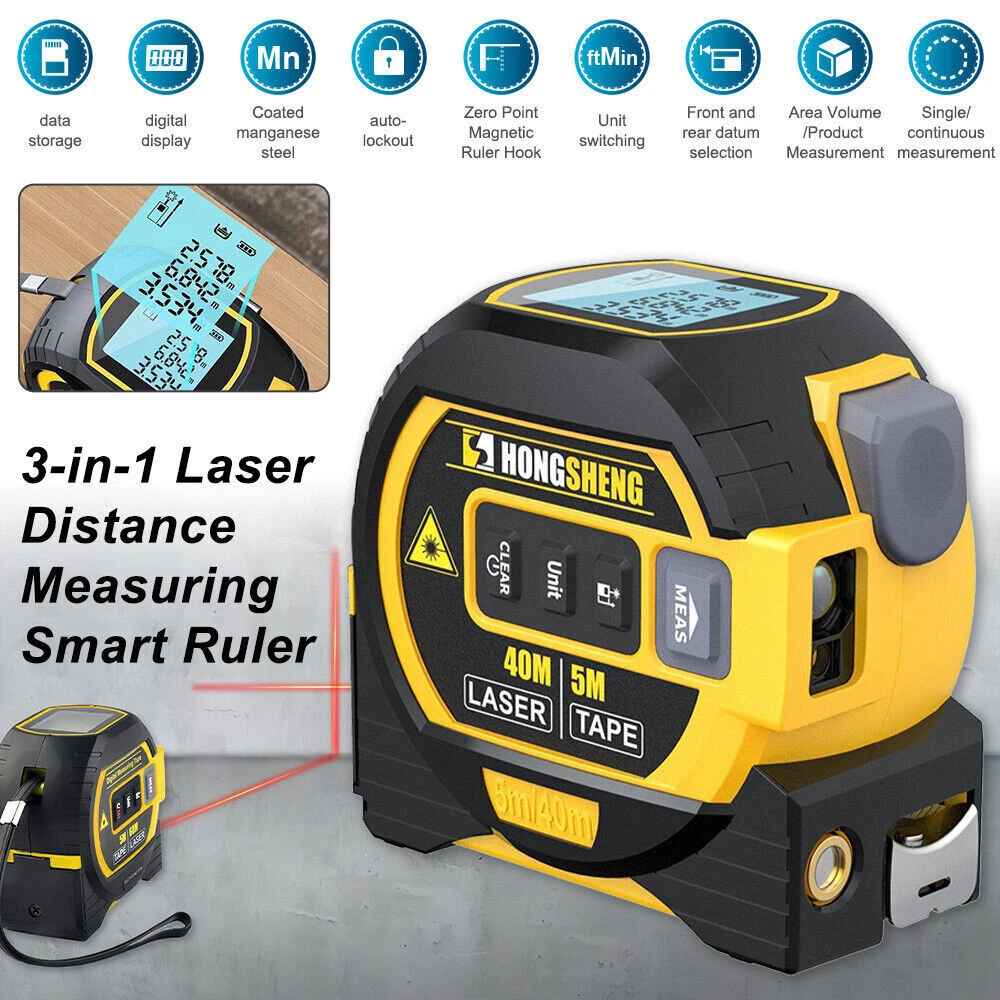 3-in-1 Digital Laser Tape Measure, High Precision Laser Rangefinder ...