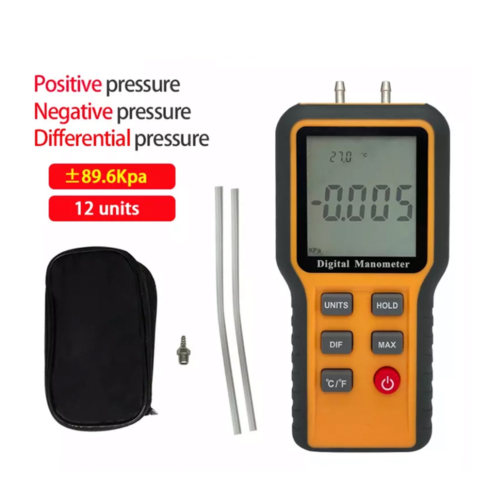 3-in-1 Digital Pressure Gauge Manometer Air Pressure Meter Tools Kit ...