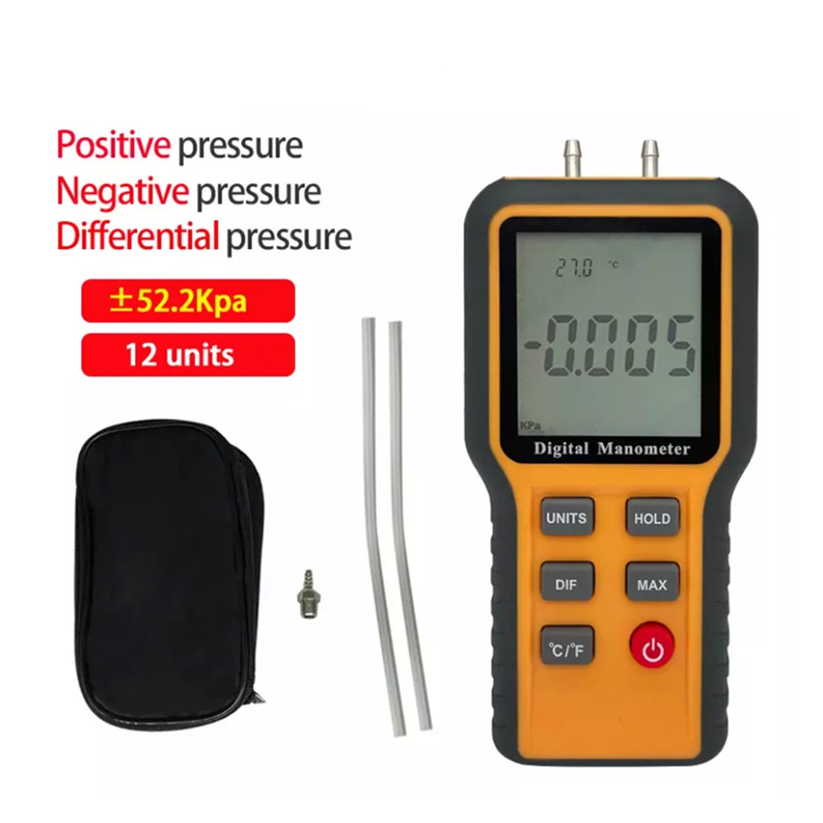 3-in-1 Digital Pressure Gauge Manometer Air Pressure Meter Tools Kit ...