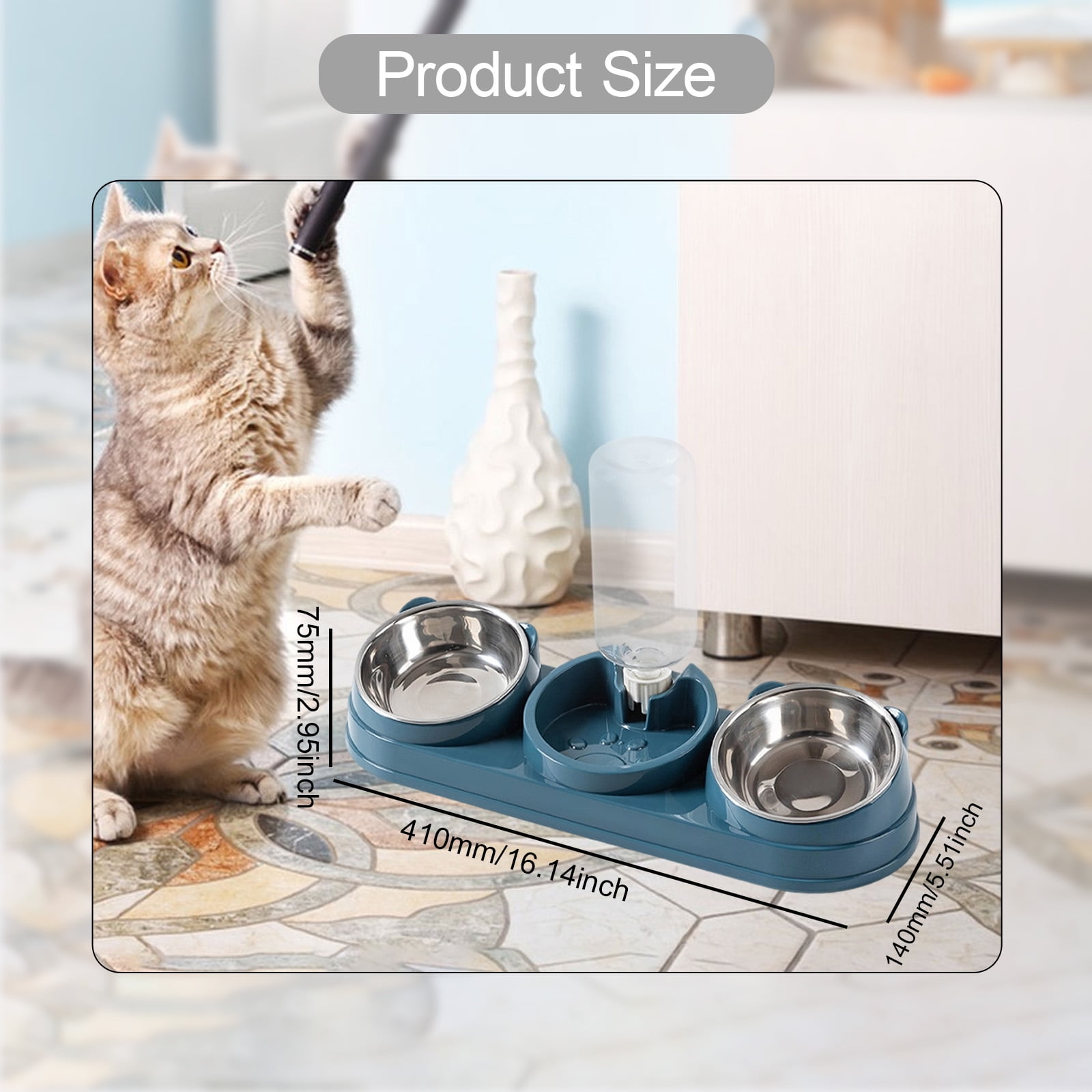 3 in 1 Dog Cat Bowls Water and Food Bowl Set Raised Cat Dishes for ...