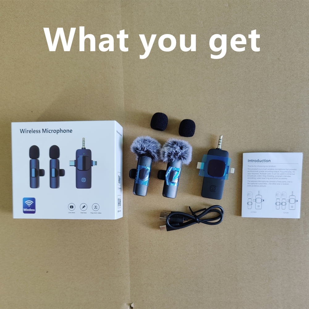 3 in 1 Dual Lapel Microphone Lavalier Wireless Microphone for iPhone ...