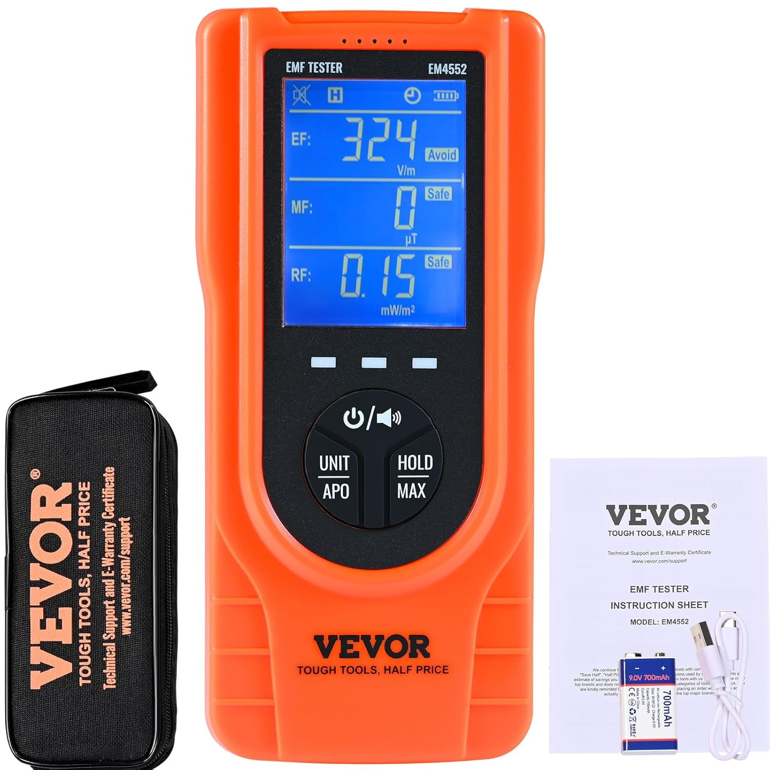 3-in-1 EMF Meter, 5Hz - 3.5GHz, Handheld Rechargeable Electromagnetic ...