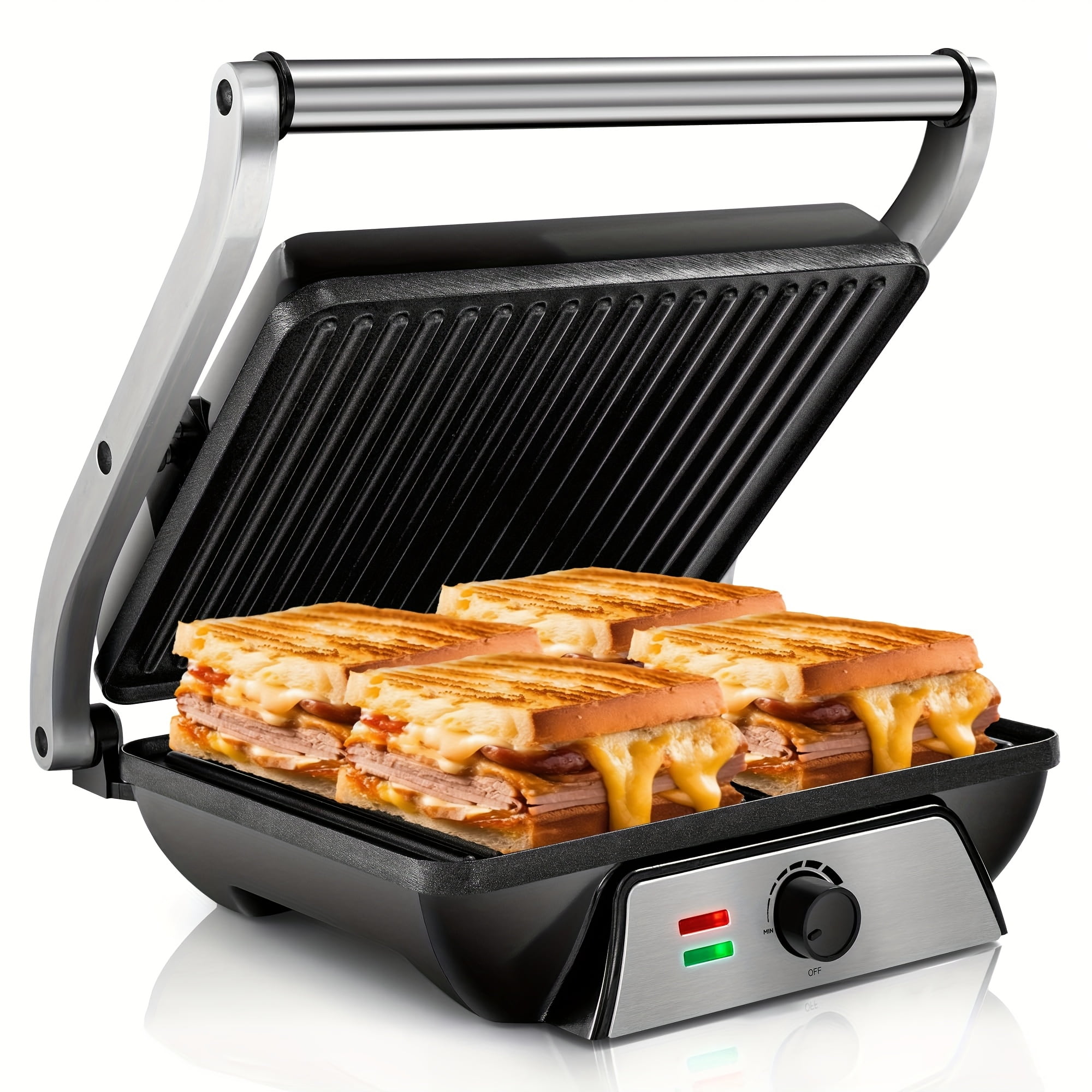 3-in-1 Electric Grill & Panini Press - 1500W Dual Non-Stick Plates ...