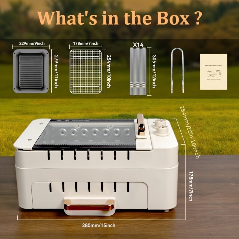 3-in-1 Electric Grill with Rotisserie, Removable, Temp Control, Auto ...