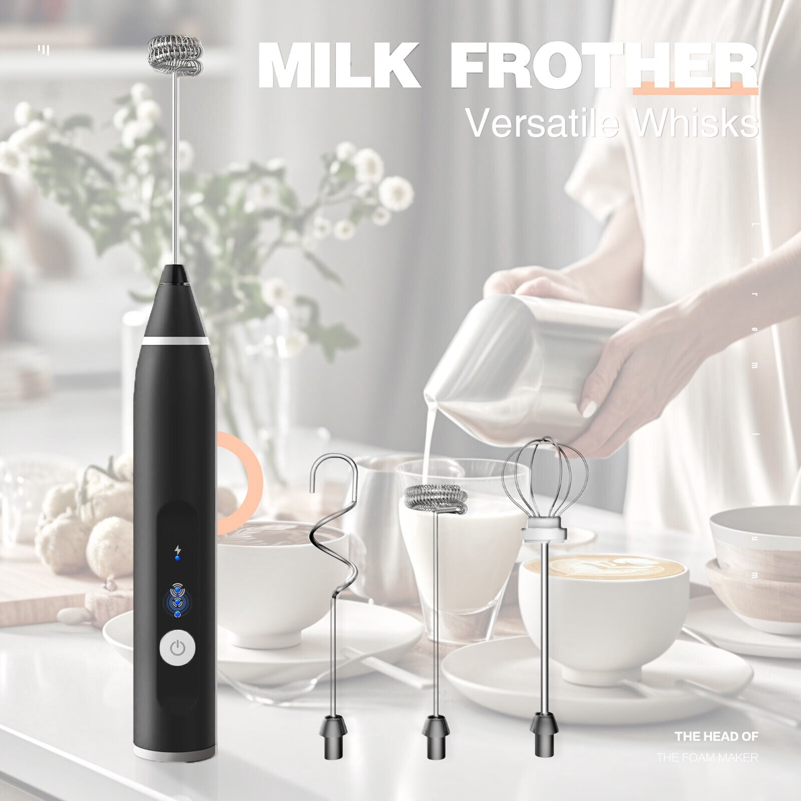 3 in 1 Electric Milk Frother Drink Foamer Whisk Mixer Stirrer Coffee ...