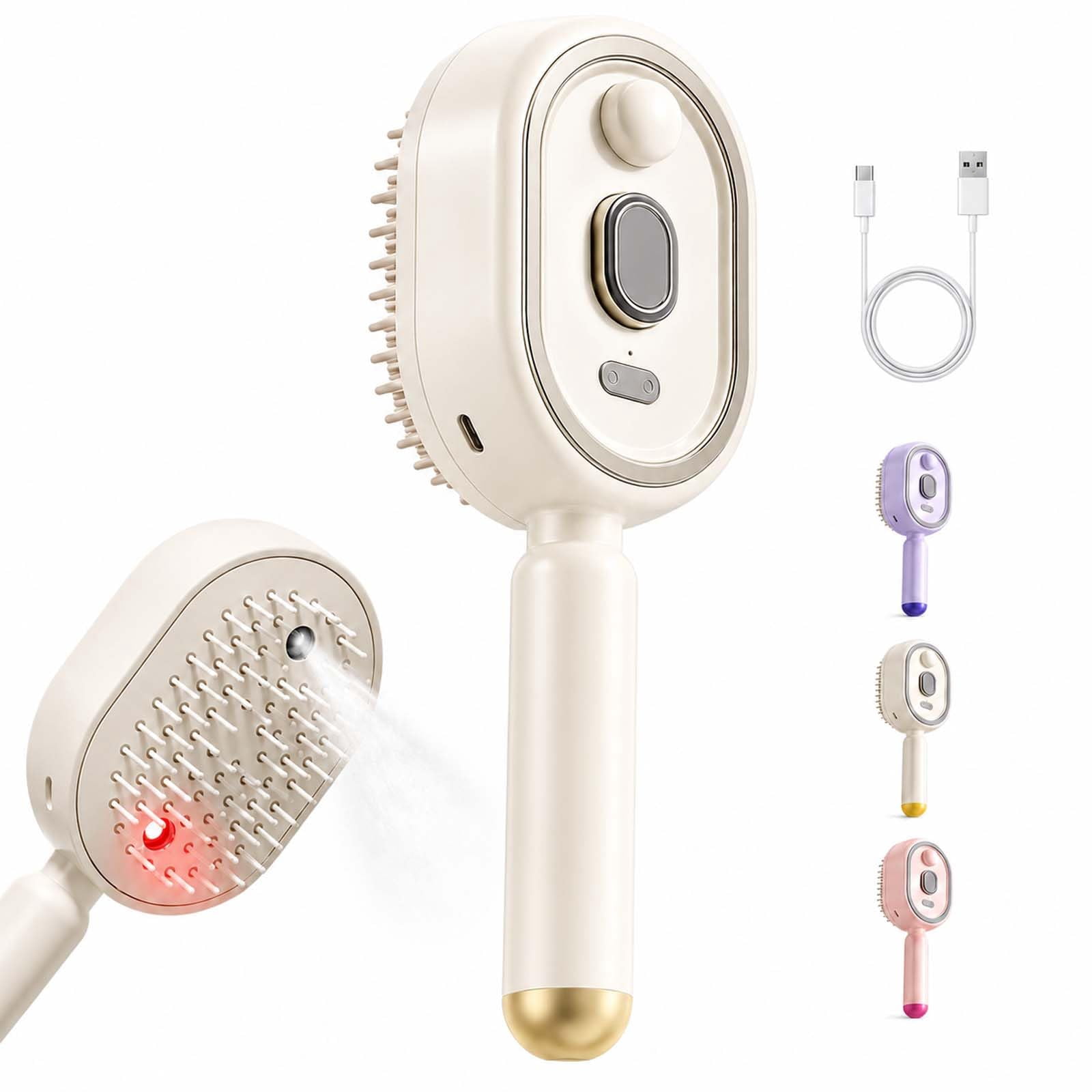 3-in-1 Electric Spray Air Cushion Massage Comb - Rechargeable Mist Hair ...