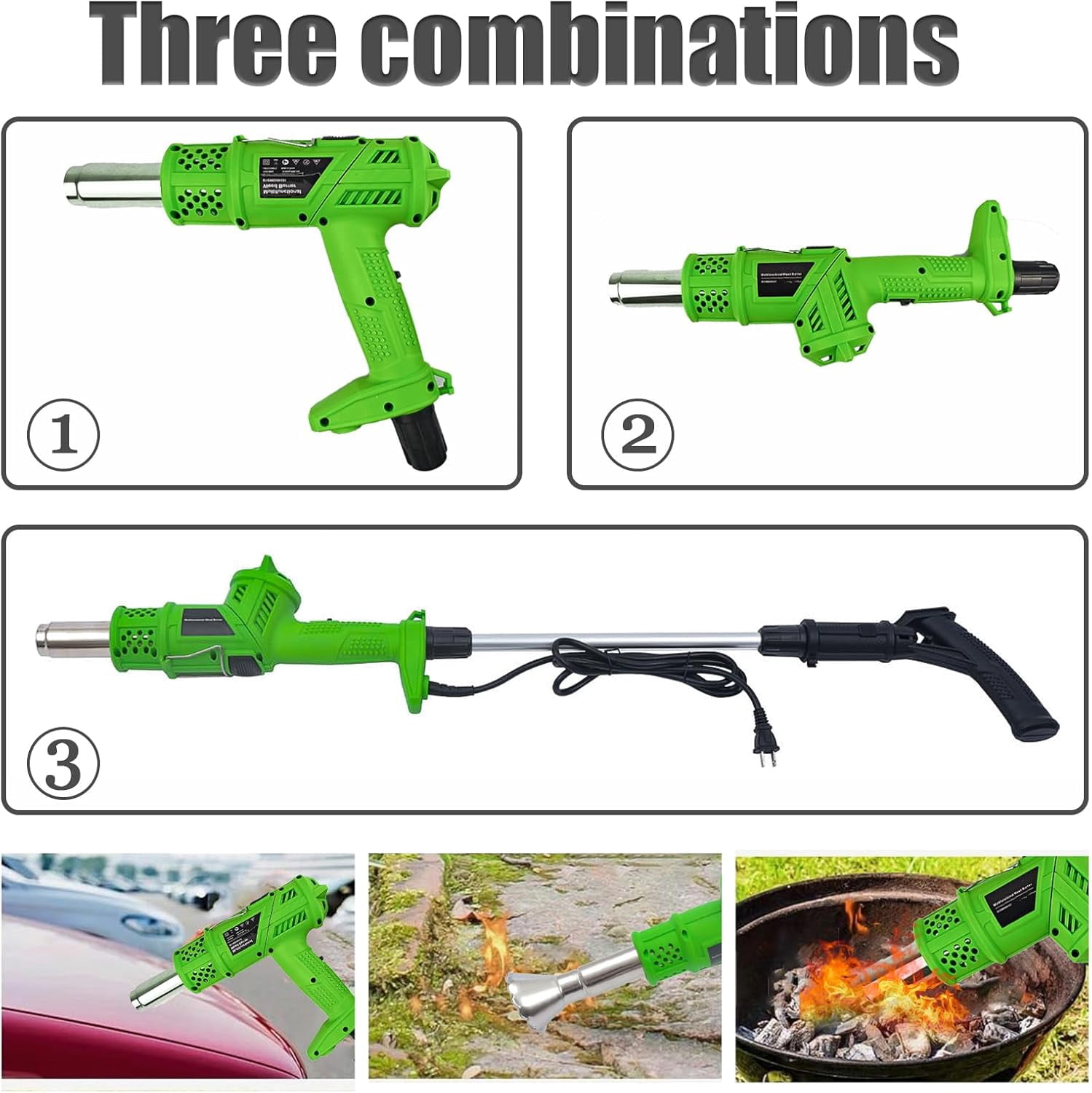 3-in-1 Electric Weed Burner Wand - 1500W Garden Weed Eater - Heat Gun ...