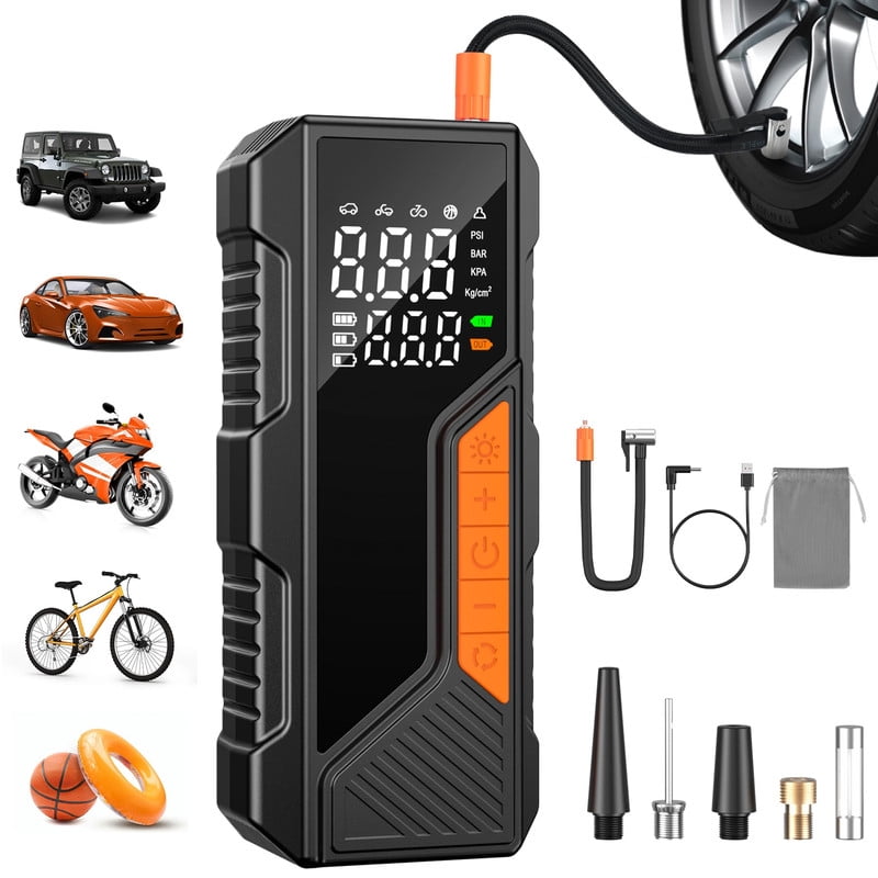 3-in-1 Electrinic Handheld Tire Inflator with LED Light and PowerBank ...
