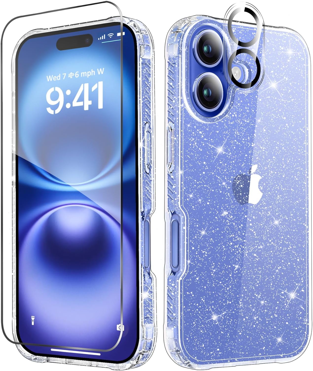 3-in-1 Entronix Bundle with Clear Glitter Case, 1 Clear Camera Lens ...