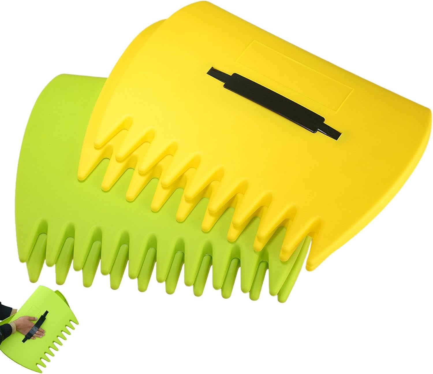 3-in-1 Ergonomic Leaf & Grass Grabber Rake (Yellow) – No-Bending Lawn ...