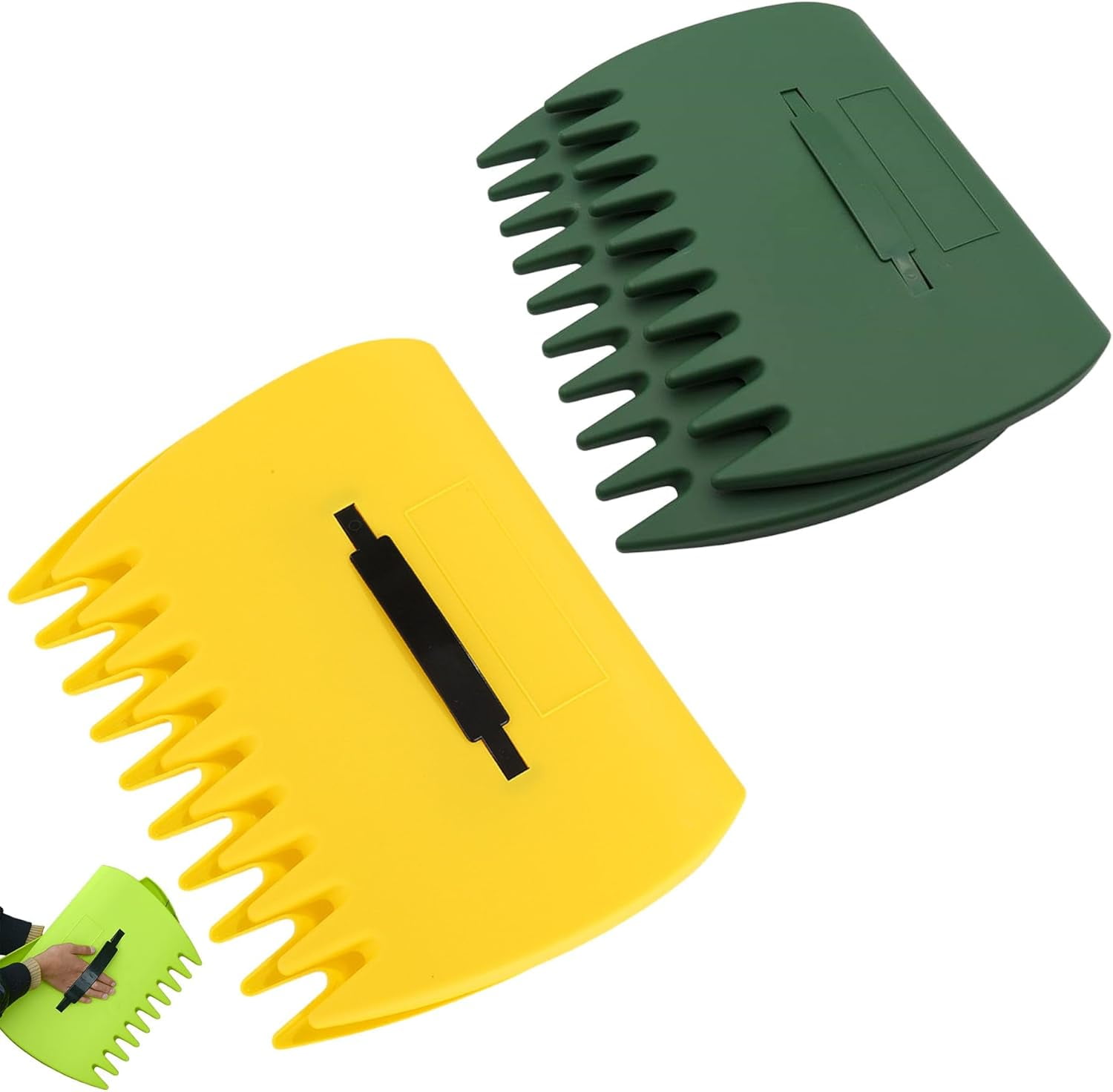 3-in-1 Ergonomic Leaf & Grass Grabber Rake (Yellow) – No-Bending Lawn ...