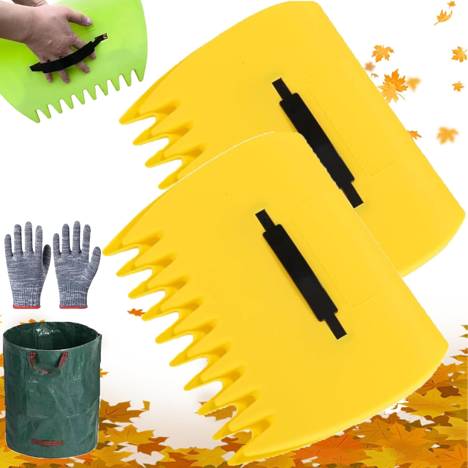 3-in-1 Ergonomic Pickup Rake - Easy Leaf & Grass Grabber Without ...