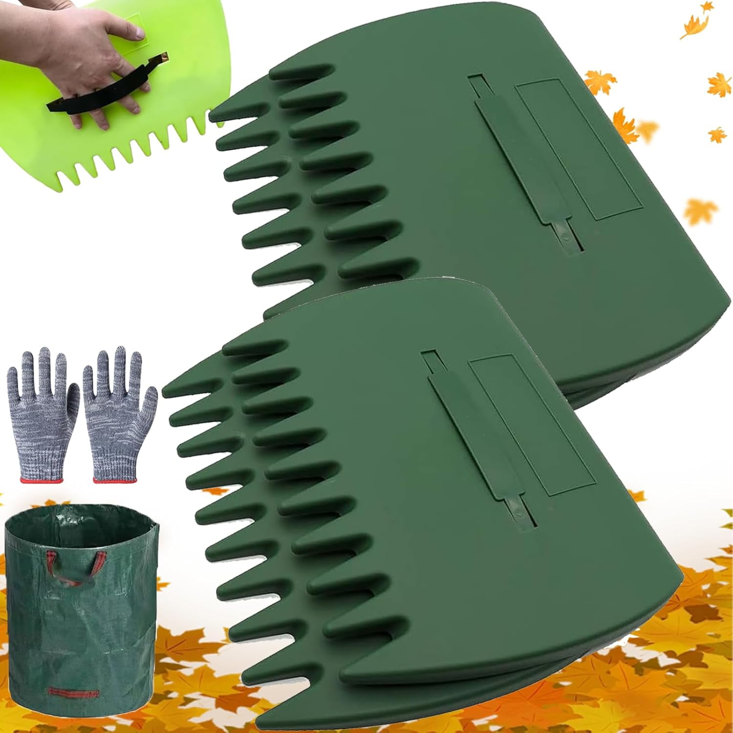 3-in-1 Ergonomic Pickup Rake - Easy Leaf & Grass Grabber Without ...