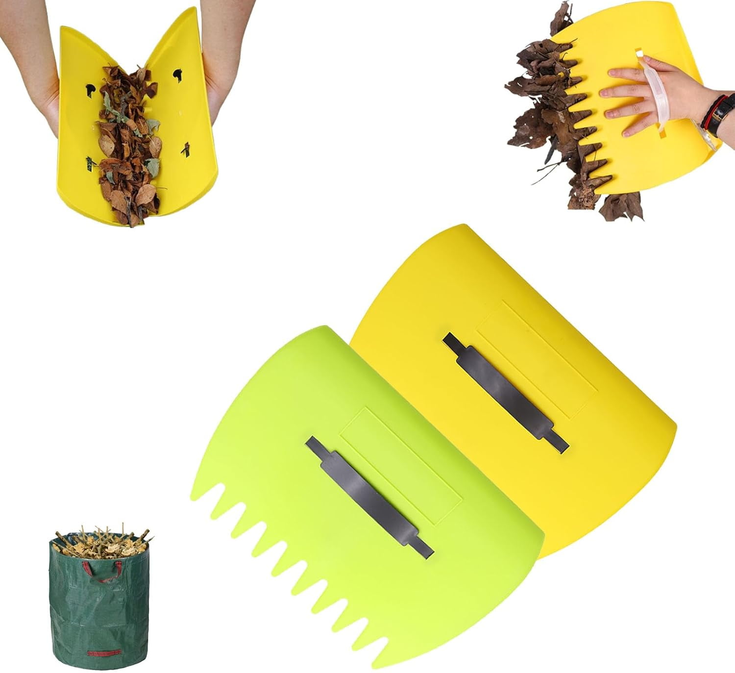 3-in-1 Ergonomic Pickup Rake - Easy Leaf & Grass Grabber Without ...