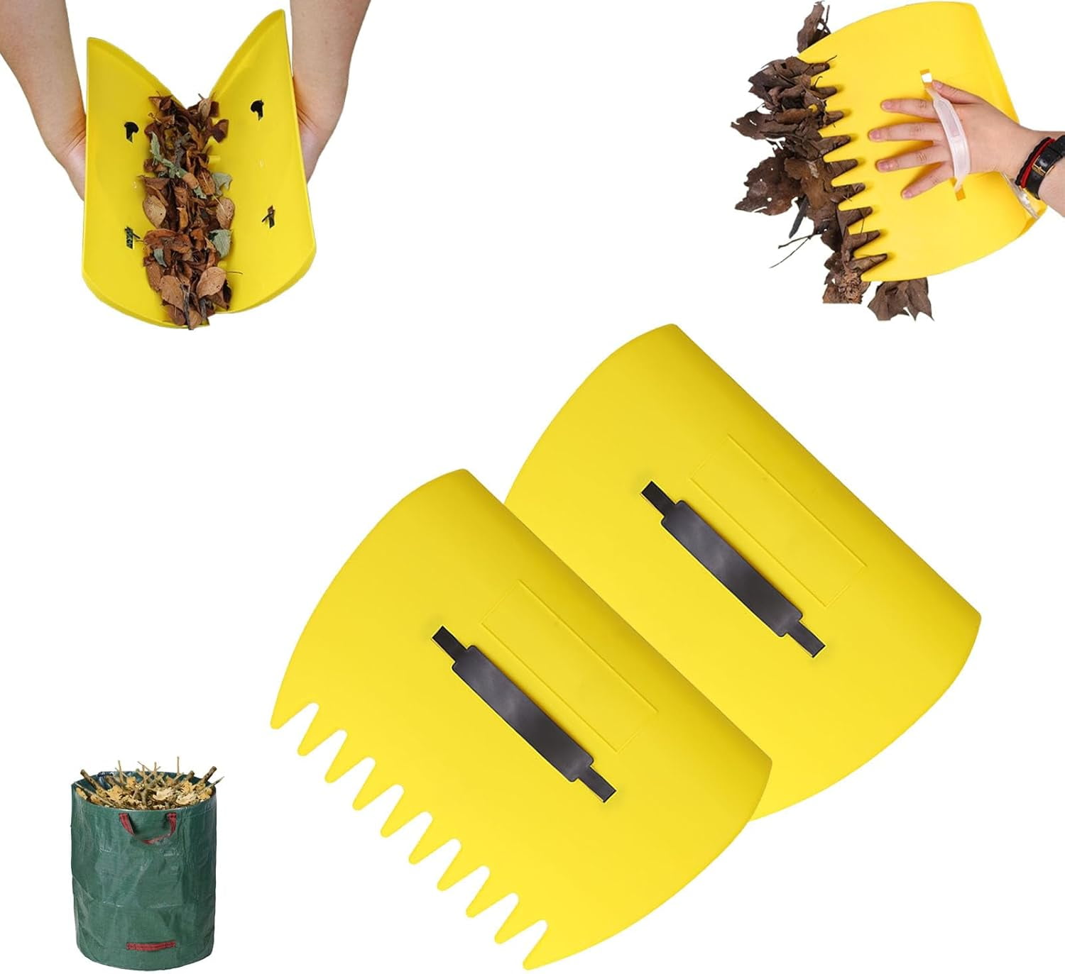 3-in-1 Ergonomic Pickup Rake - Easy Leaf & Grass Grabber Without ...