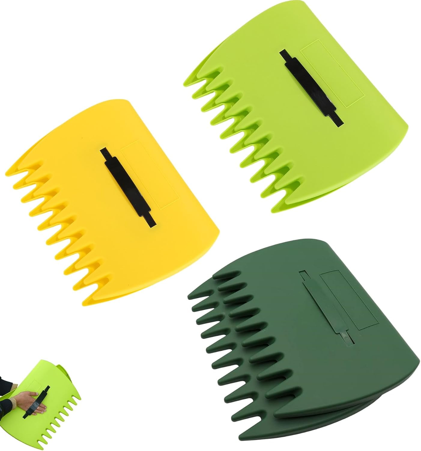3-in-1 Ergonomic Pickup Rake, Leaf Grabber Set Paw Handheld Hazelnut ...