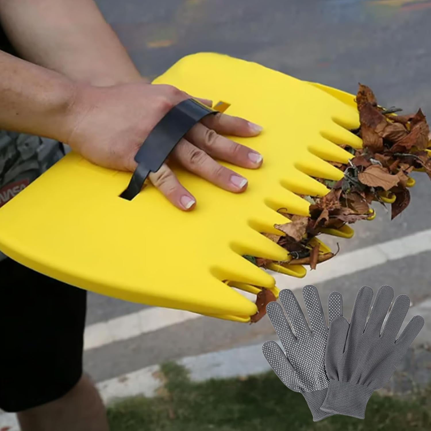 3-in-1 Ergonomic Pickup Rake, Leaf Scoops Rubbish Pick Up Tool, Leaf ...