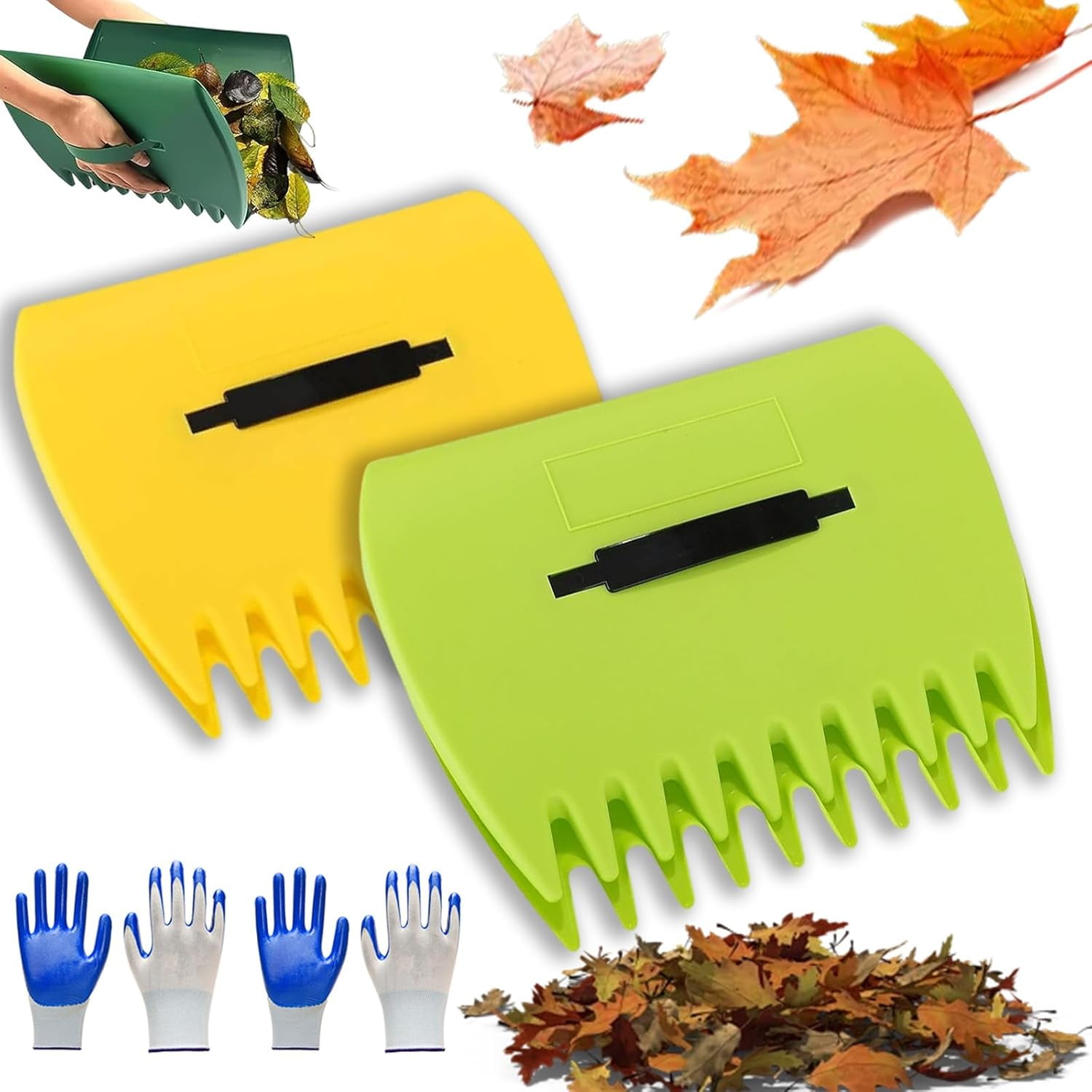 3-in-1 Ergonomic Pickup Rake, Leaf Scoops Rubbish Pick up Tool, Long ...