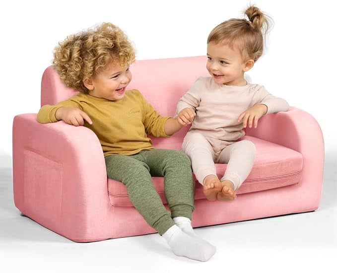 3-in-1 Extra Wide Convertible Kids Couch, Flip Open Toddler Couch to ...