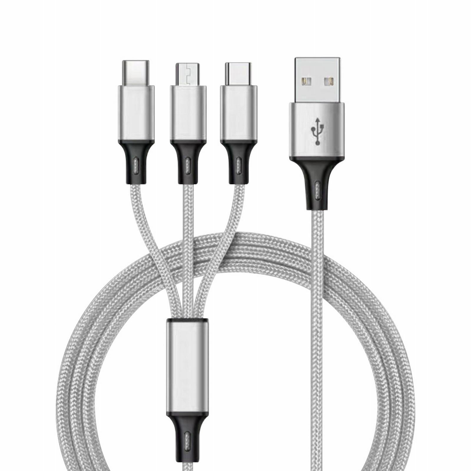 3 in 1 Fast USB Charging Cable Nylon Braided Universal for Cell Phones ...