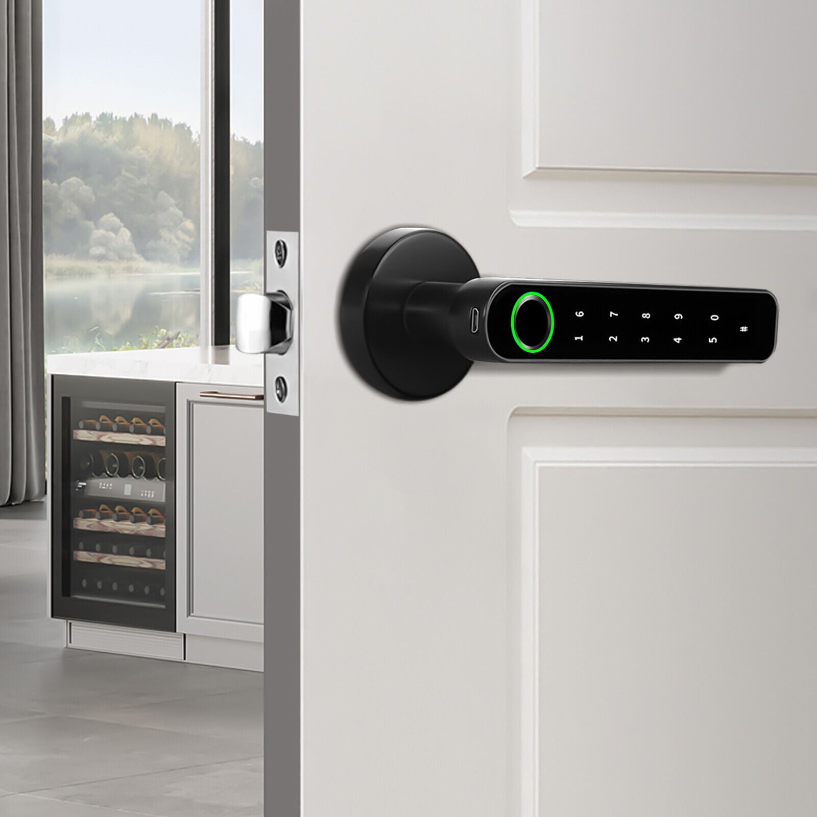3 in 1 Finger Print Lock on Door, Bedroom Door Lock Keypad Door Lock ...