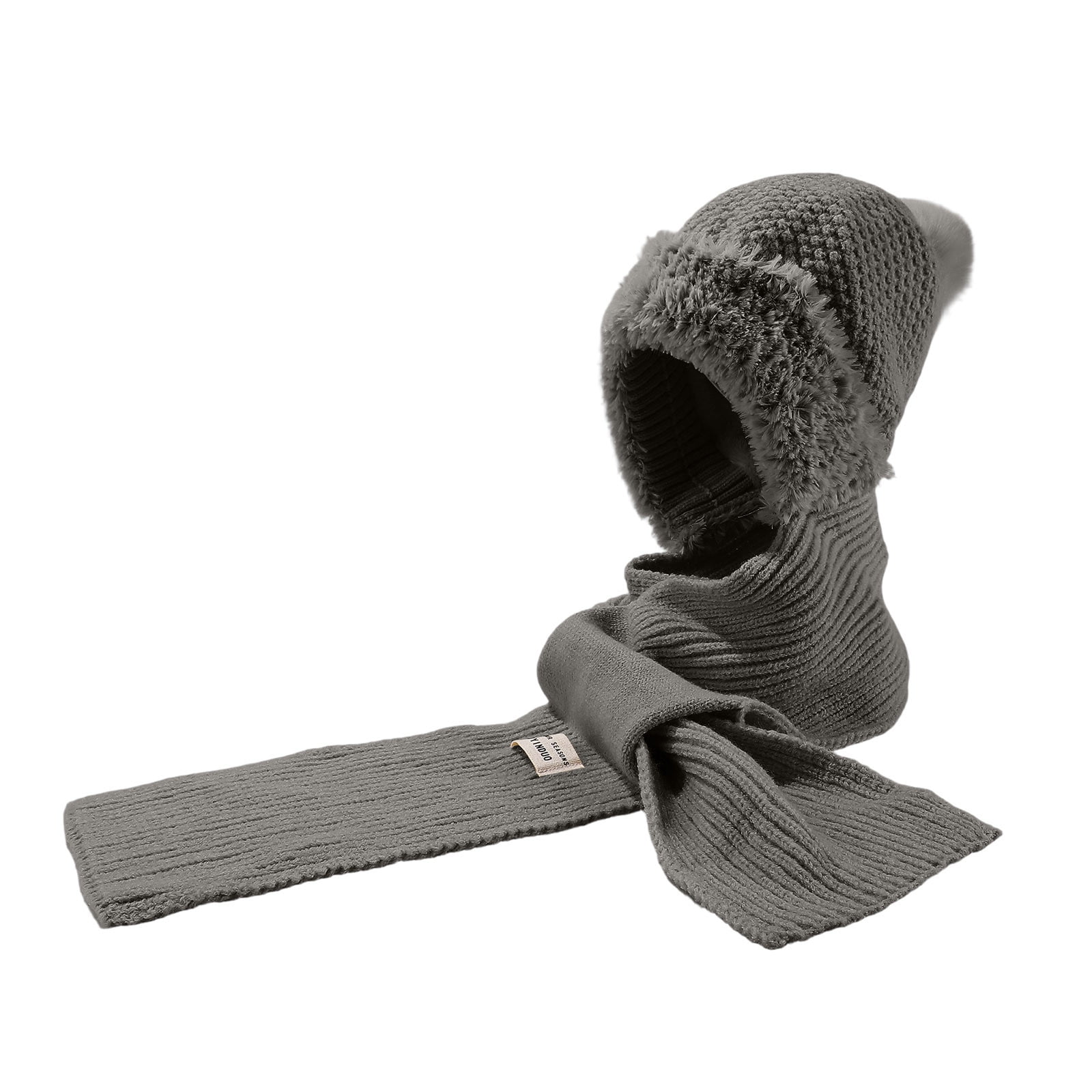 3-in-1 Fleece-Lined Balaclava Hat, Integrated Scarf and Mask Winter ...