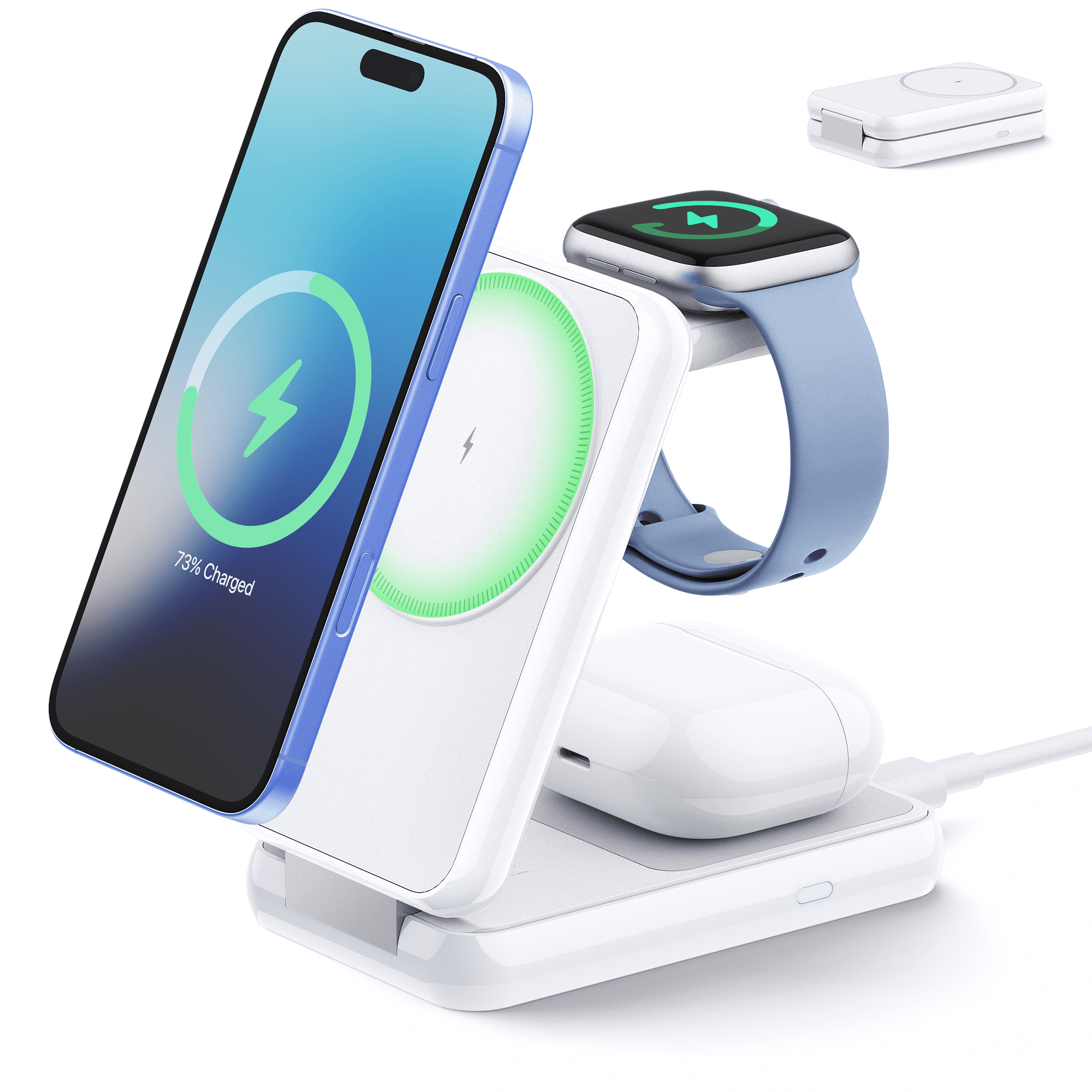 3 in 1 Foldable High-Speed Wireless Charging Station - Walmart.com