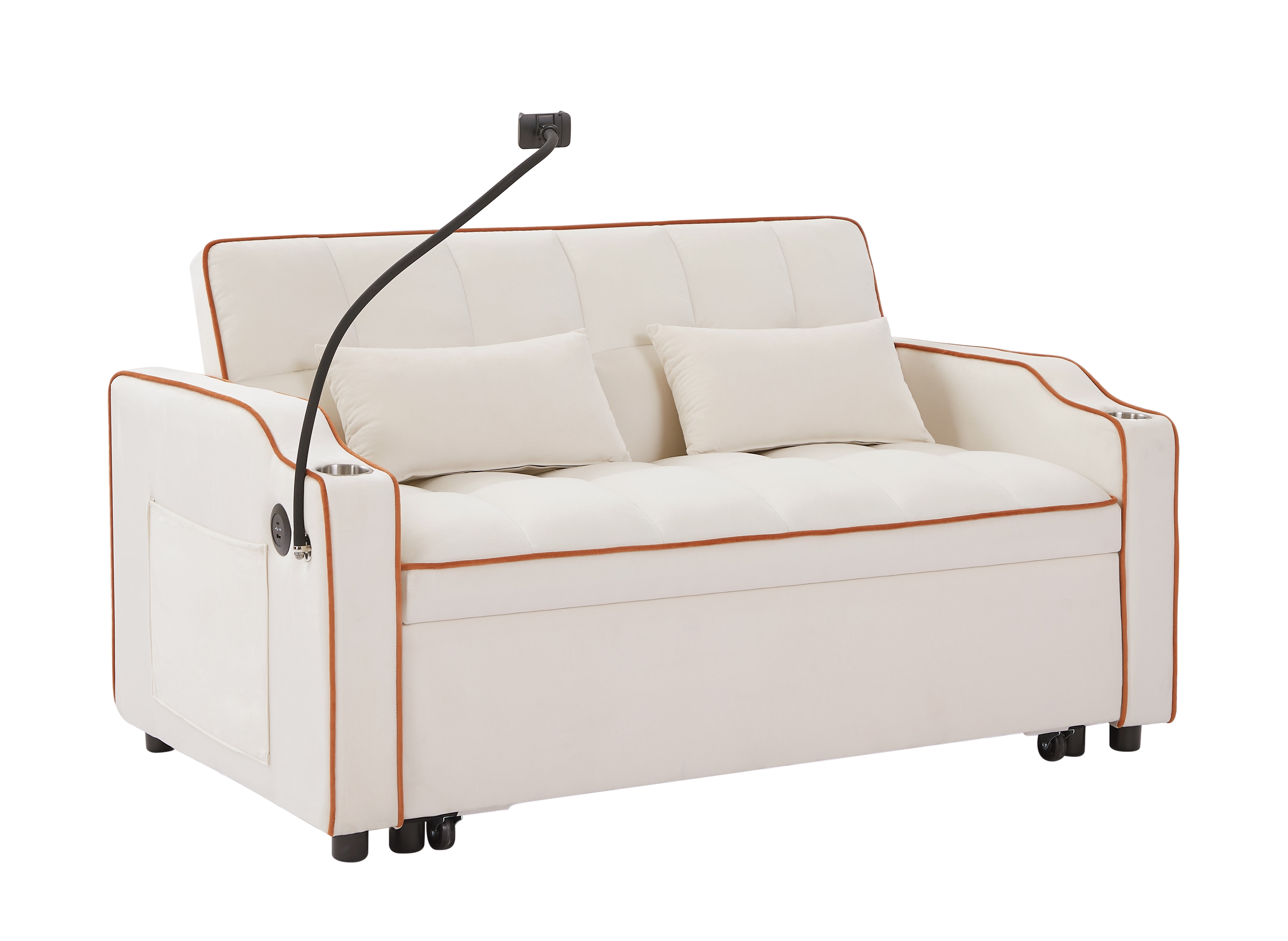 3-in-1 Foldable Sofa Bed – Modern Velvet Convertible Futon with USB ...