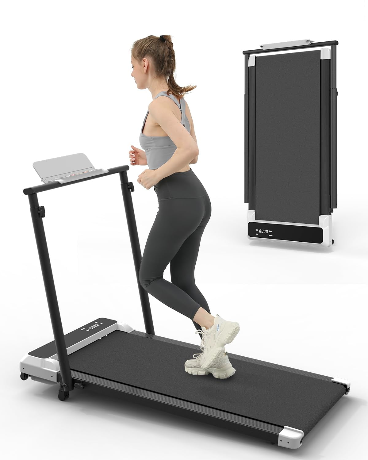 3-in-1 Foldable Treadmill with Handle Bar, Incline Walking Pad for Home ...