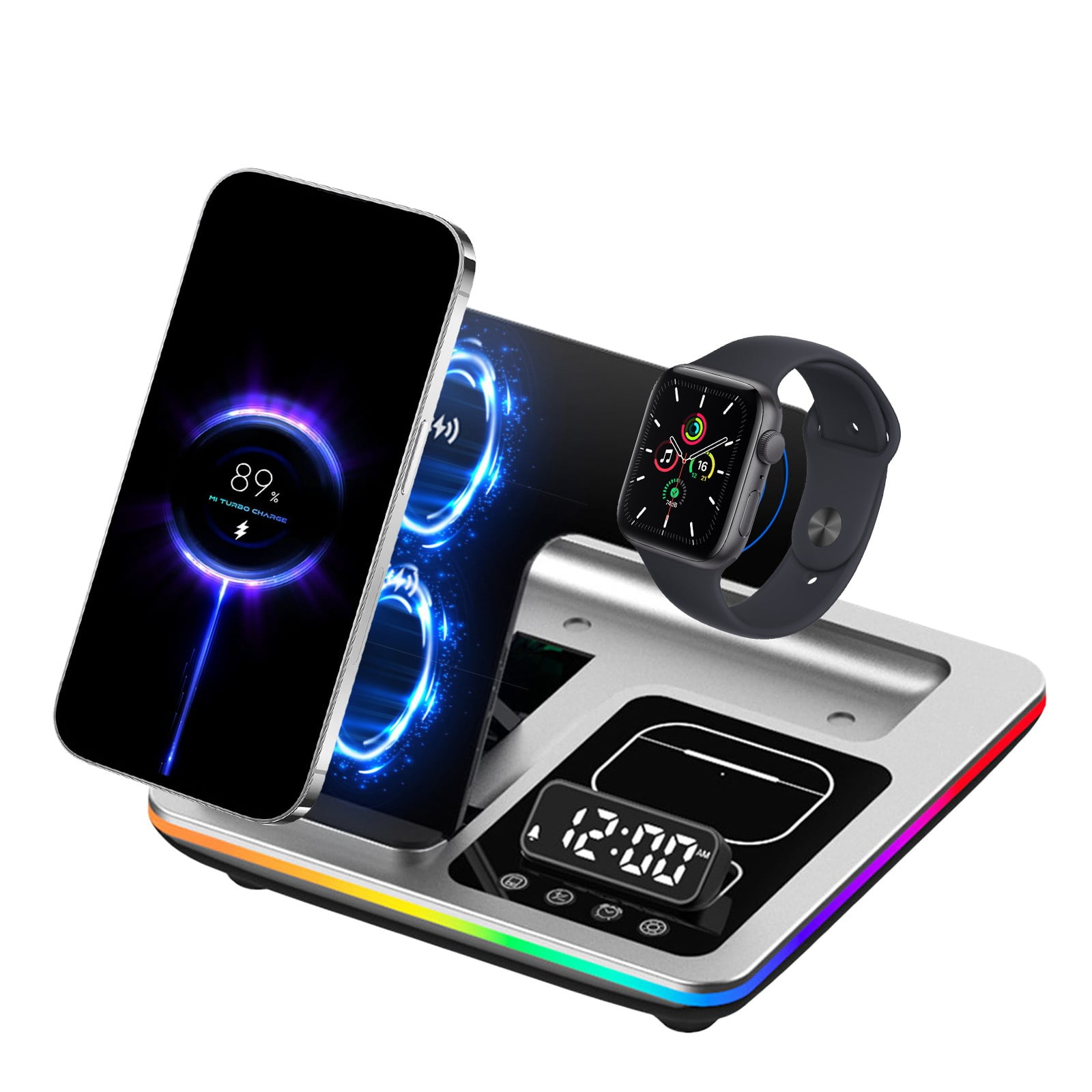 3-in-1 Foldable Wireless Charger Wireless Charger Digital Display Clock ...