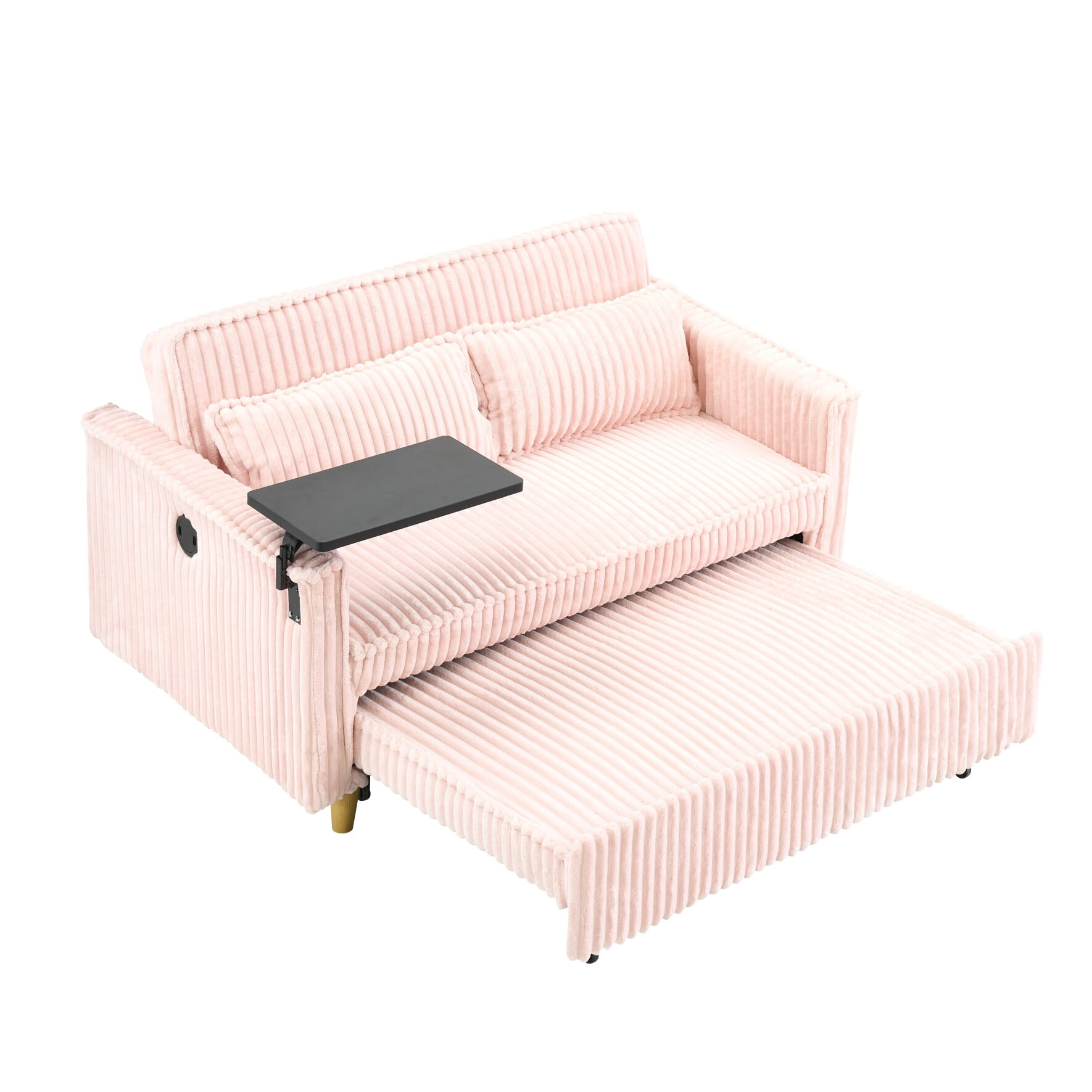 3-in-1 Folding Sofa with Pull-Out and Push-In Functions, Cute Sofa Bed ...
