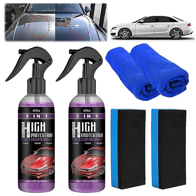 3 in 1 Nano Car Scratch Repair & Coating Spray, Wax Polishing (2Pcs*100ml+Brush Cloth) - Walmart.com