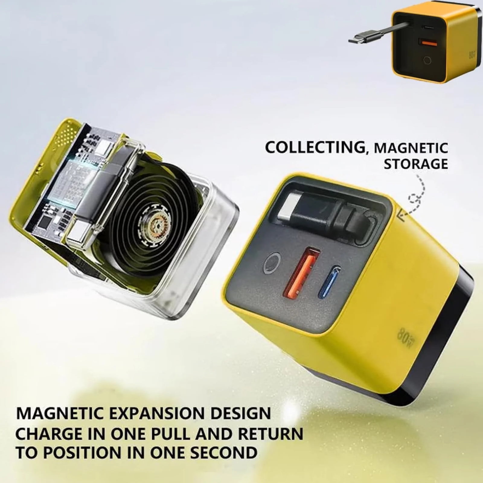 3-in-1 GaN Charger, Scalable 80W Charger Module with Type-C Cable, 2 ...