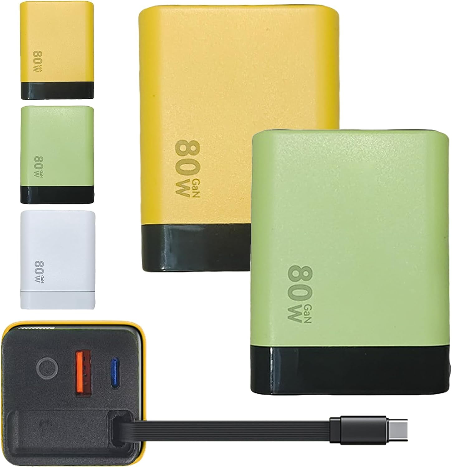 3 in 1 GaN Charger,Tobrbes 3 in 1 Gan Charger, Retractable 80w Max ...