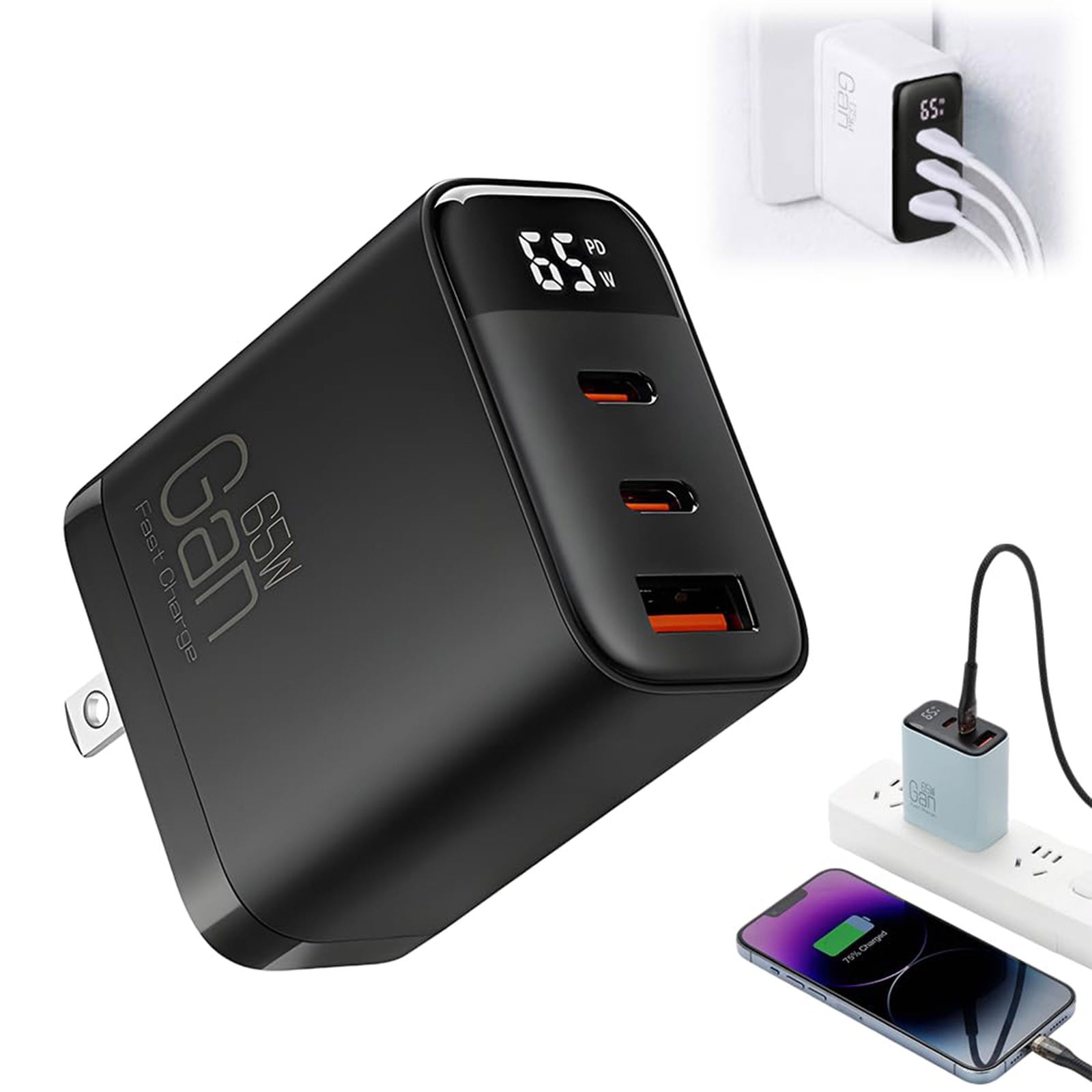 3-in-1 GaN Fast Charger 65w 2025 Super Fast Charger Module With 2 Type ...