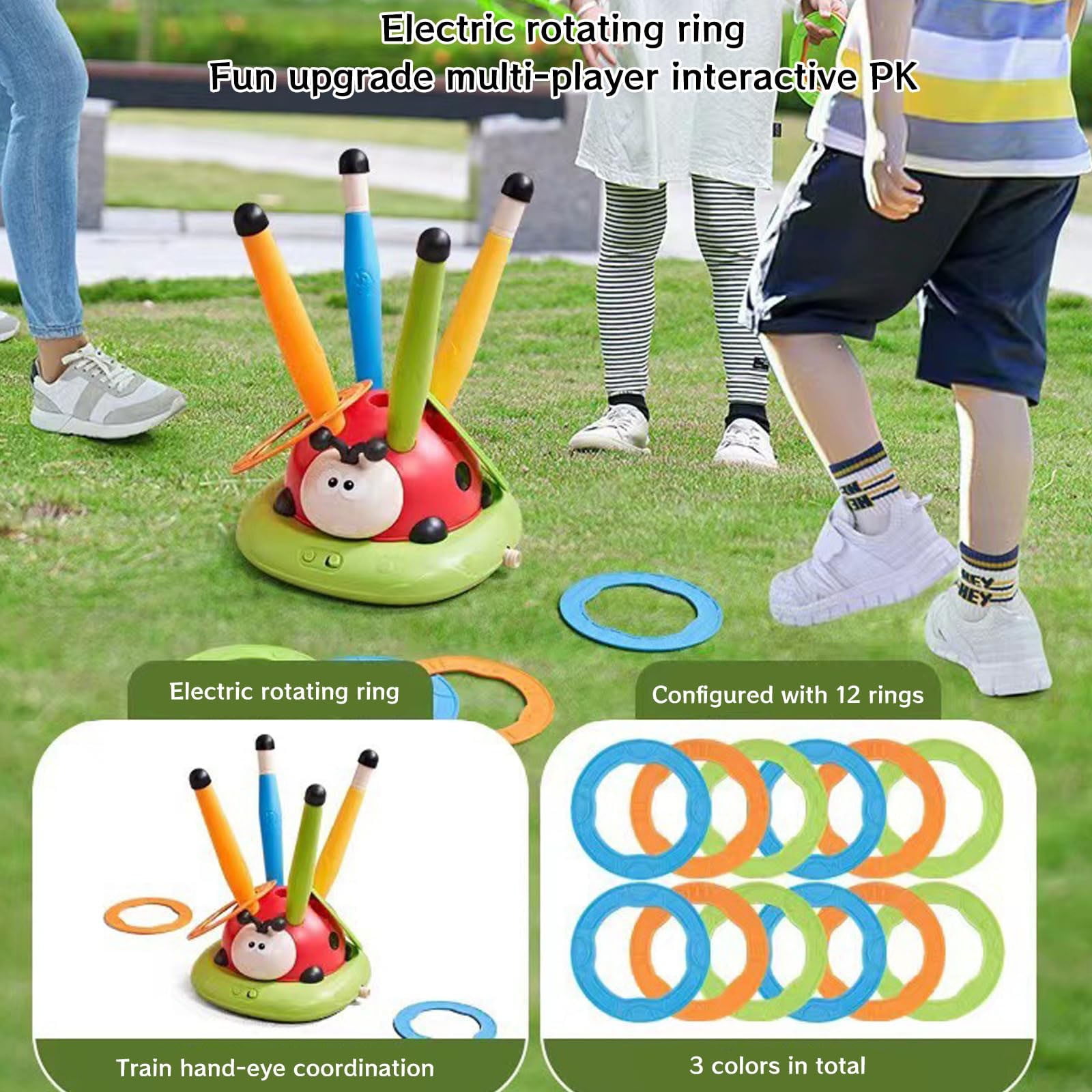 3-in-1 Garden Play Set for Kids, Spinning Pole Jumping Game, Spinning ...